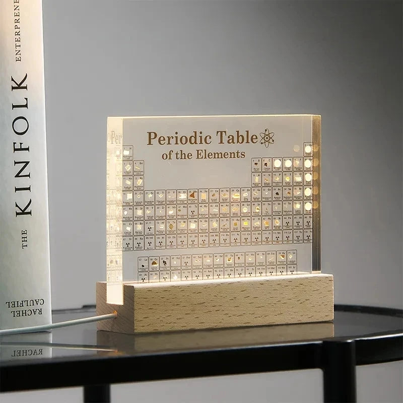 Acrylic Periodic Table with Wooden Light Base – Ven Hair